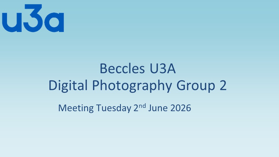 Group Meeting 2nd June 2026 - Beccles